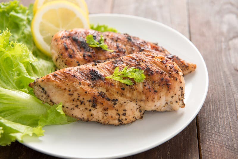 Marinated Grilled Chicken Breasts Cooked BBQ and Served with Fresh ...