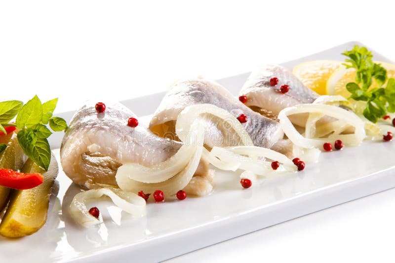 Marinated herring fillets stock photo. Image of herrings - 67093890