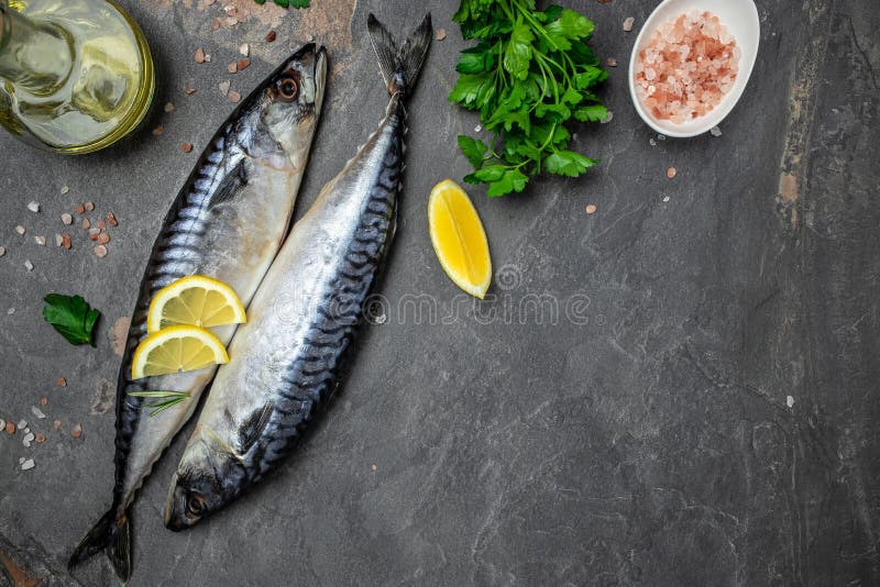 Marinated Mackerel or Herring Fish with Salt, Lemon and Spices. Seafood ...