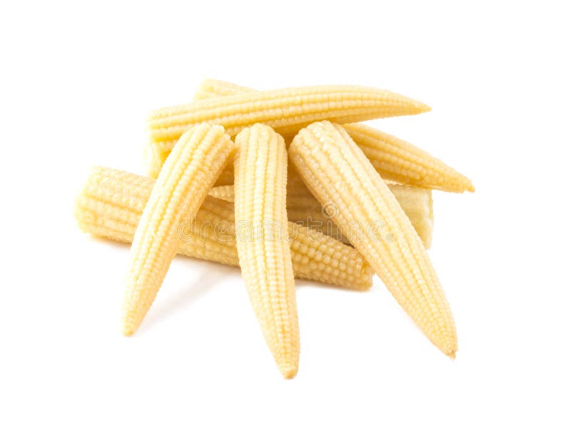 Marinated Mini Corn Lying on Each Other Isolated. Stock Image - Image ...