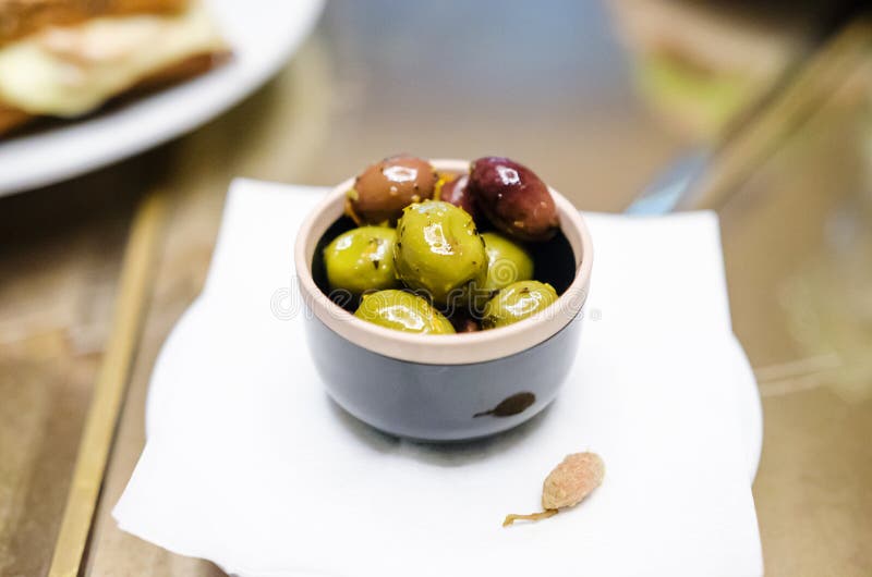 Marinated olives snack stock image. Image of orange, plate - 49532283