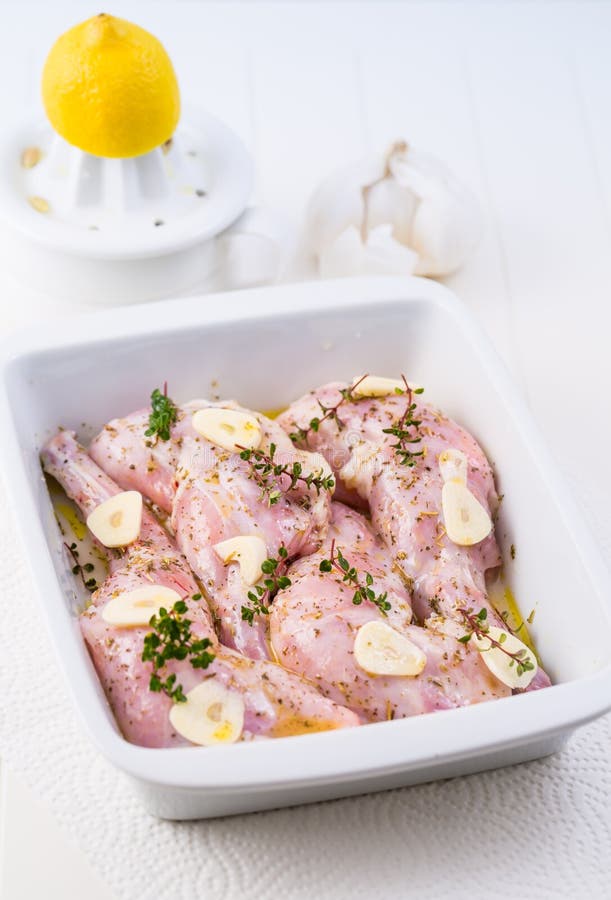 Marinated Rabbit Legs with Lemon and Garlic Stock Image - Image of meal ...