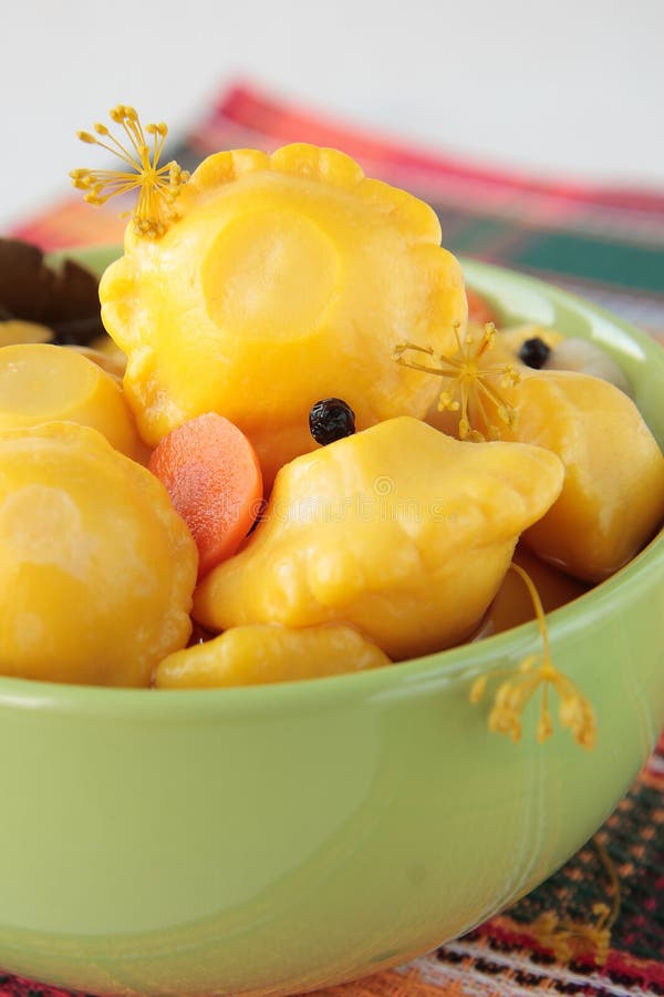 Marinated Squash in Green Bowl Stock Photo - Image of cooking, squash ...