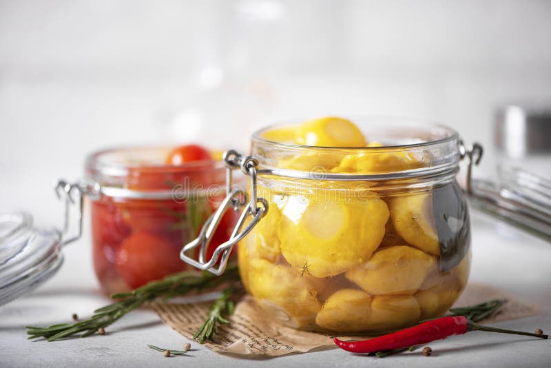 Marinated Squash with Herbs, Bay Leaves and Spices Stock Image - Image ...