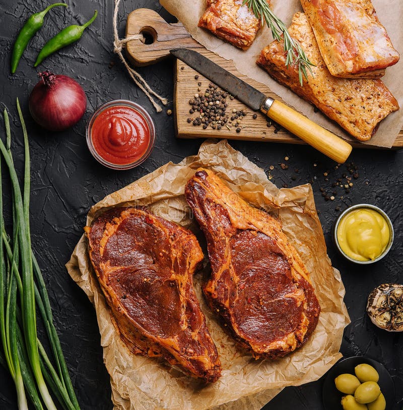 Marinated T Bone Beef Steak Stock Photo - Image of menu, barbecue ...