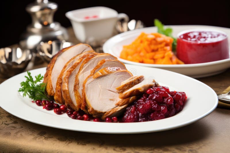 Marinated Turkey Plated in Fine Dining Style Stock Image - Image of ...