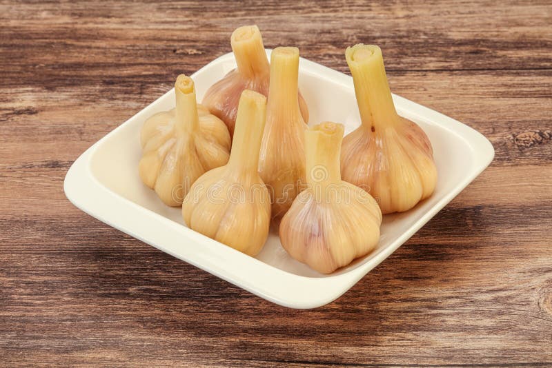 Marinated Garlic in the Bowl Stock Photo - Image of organic, healthy ...