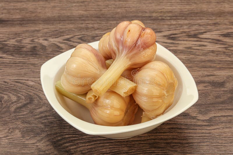 Marinated Garlic in the Bowl Stock Image - Image of canned, snack ...