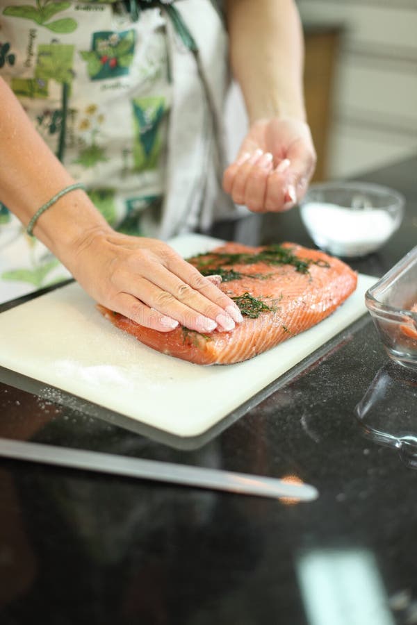 Marinating Salmon Fish stock image. Image of cook, seafood - 17226655