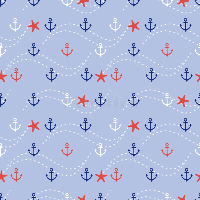 Marine Anchor and Star Fish Seamless Pattern Stock Vector ...