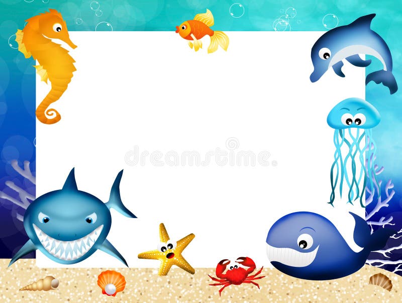 Marine animals frame stock illustration. Illustration of float - 36209173