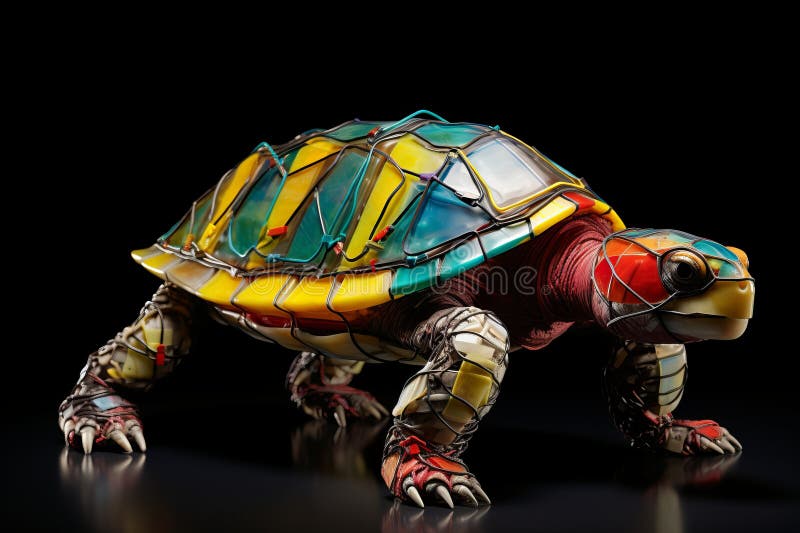 Marine Animals Turtle Entangled in Plastic Debris. Underwater Pollution ...