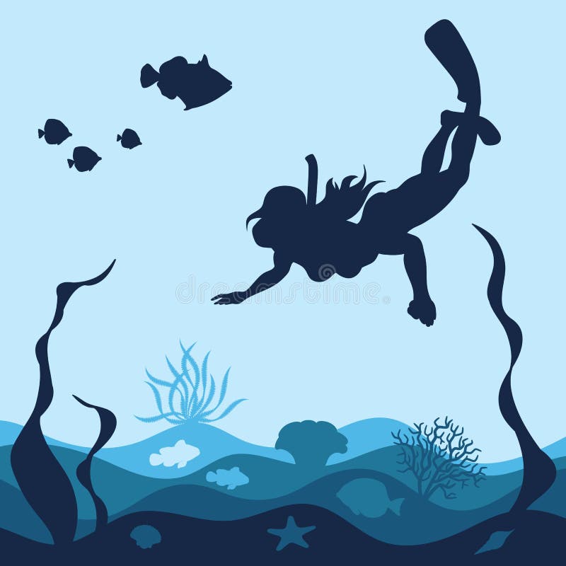 Diving girl summer stock illustration. Illustration of diving - 127714517