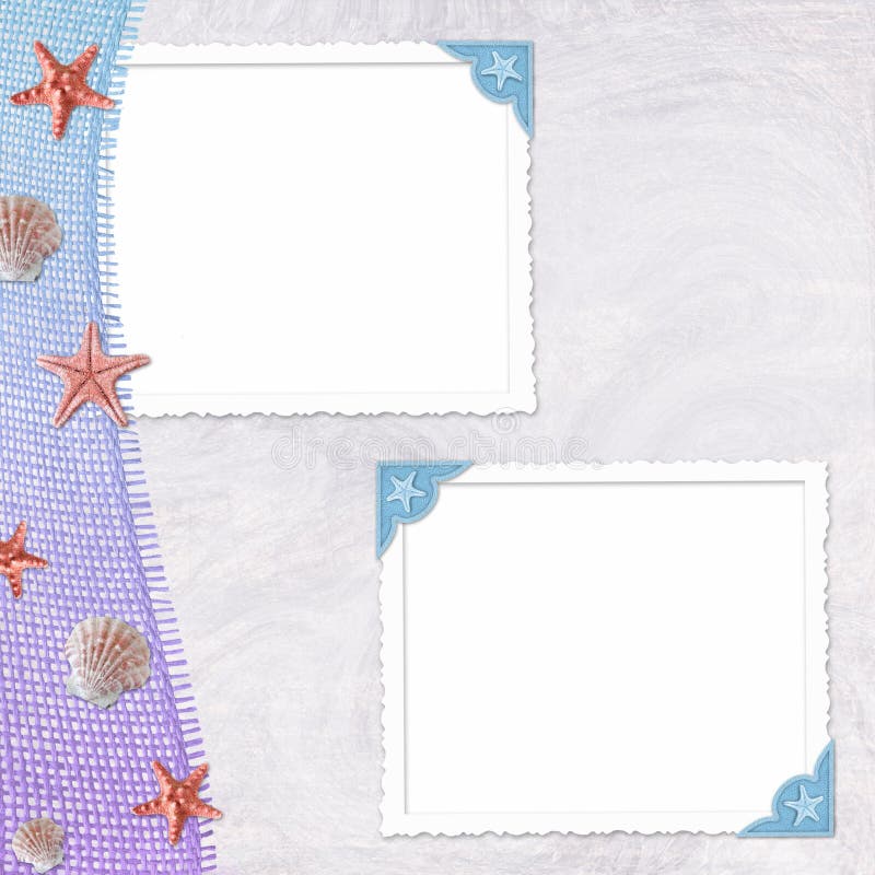 Marine Background With Frames And Starfish Stock Illustration ...