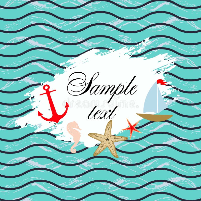 Marine Background. Template, Design Stock Vector - Illustration of ...