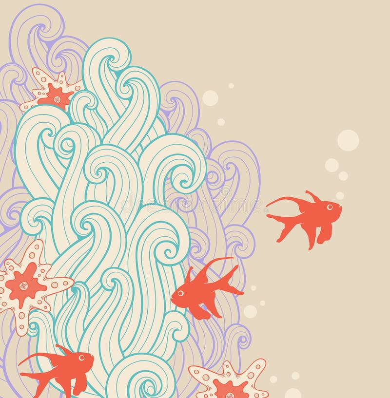 Marine Backgrounds with Fishes Stock Vector - Illustration of summer ...
