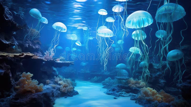 Marine blue lighting stock illustration. Illustration of world - 375566214
