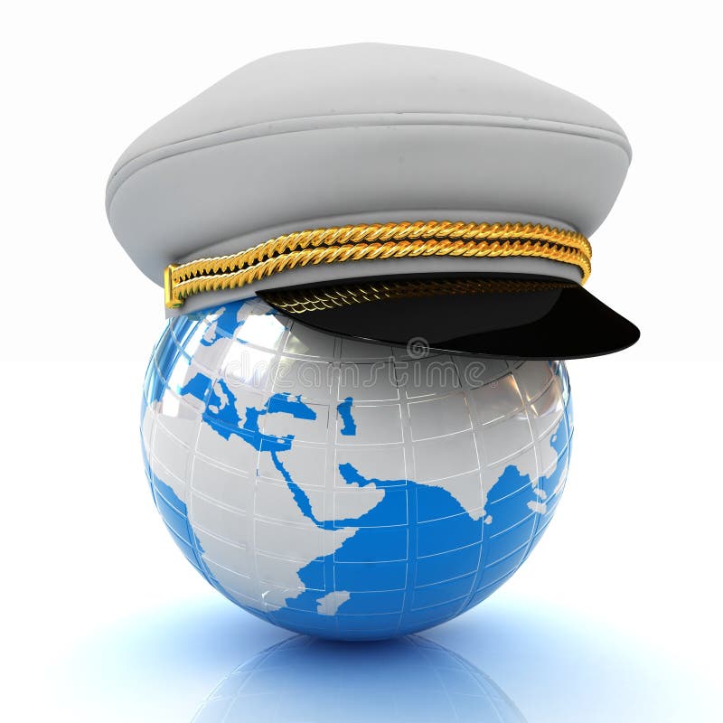Marine Cap on Earth . Trip Around the World Concept Stock Illustration ...