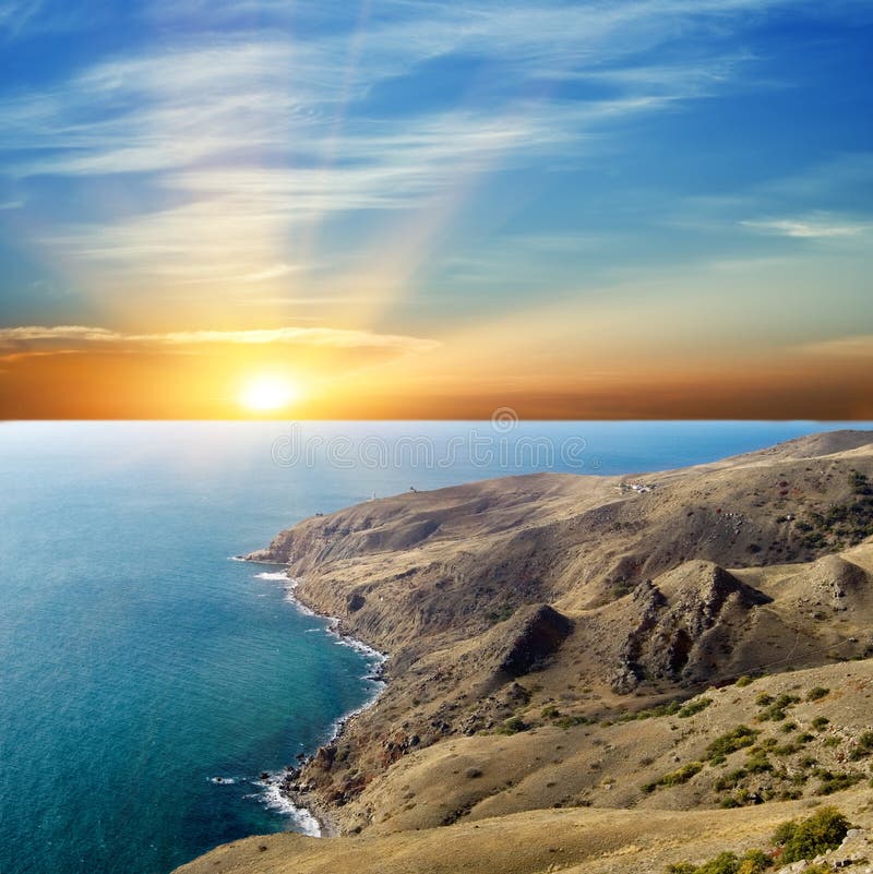 Marine cape stock image. Image of dusk, horizon, cloudscape - 12820669