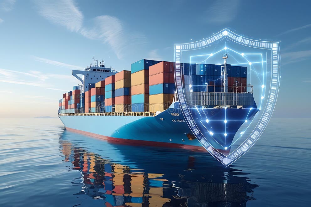 Marine and Cargo Insurance – Image of a Cargo Ship with a Shield Stock ...