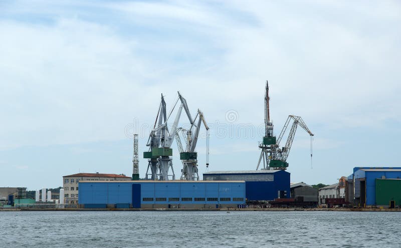Marine cargo port. Cranes stock photo. Image of poster - 36659242