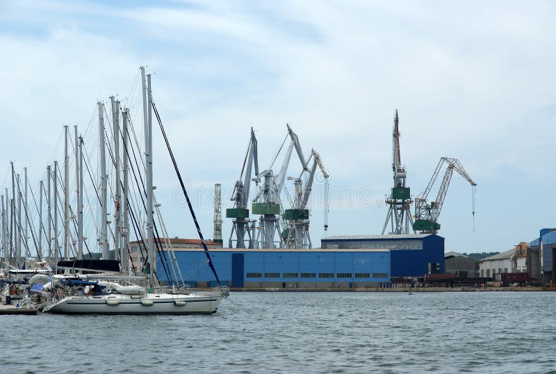 Marine cargo port. Cranes stock image. Image of foreign - 36659245