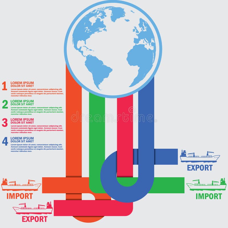 Marine Cargo Ship Bound for Export and Import Goods Stock Illustration ...
