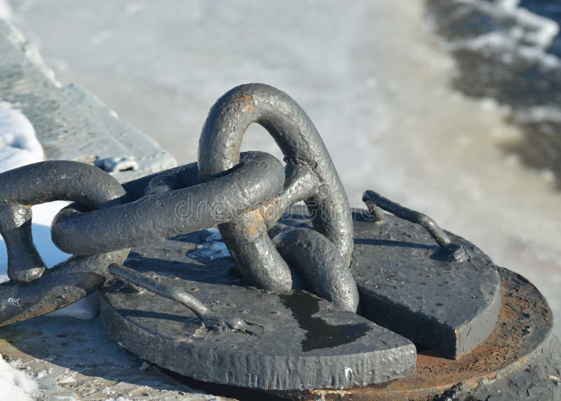 Marine chain on the dock. stock image. Image of black - 86803677