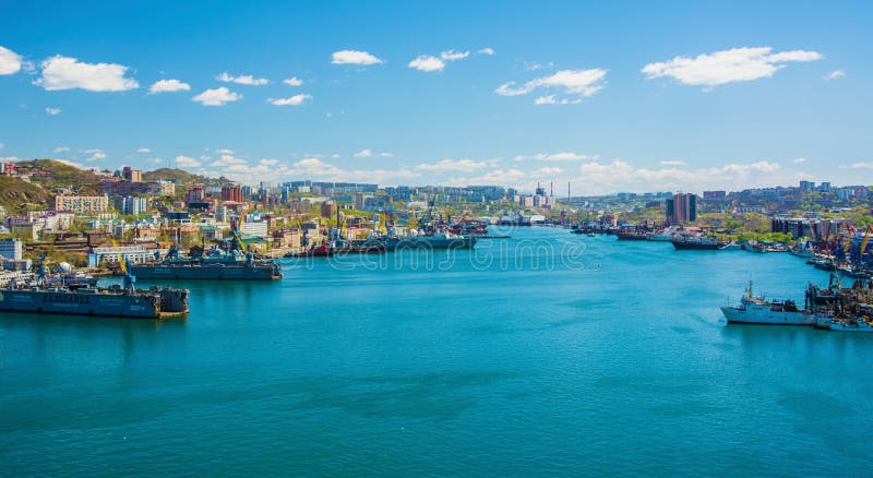 Marine City. Bay with Ships Editorial Stock Photo - Image of ocean ...