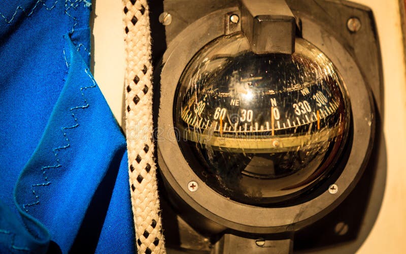 Marine Compass on a Yacht Boat. Stock Image - Image of travel ...