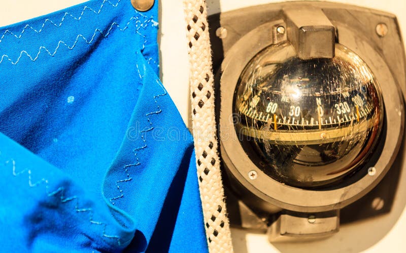 Marine Compass on a Yacht Boat. Stock Photo - Image of yacht, ship ...