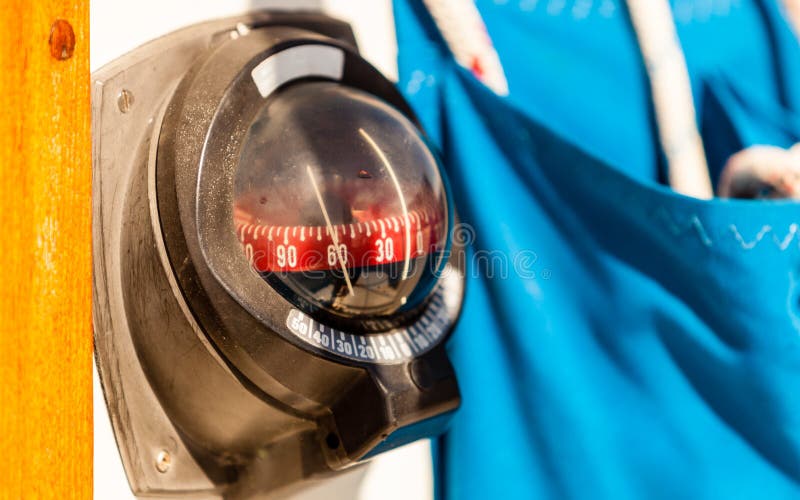 Marine Compass on a Yacht Boat. Stock Image - Image of equipment ...