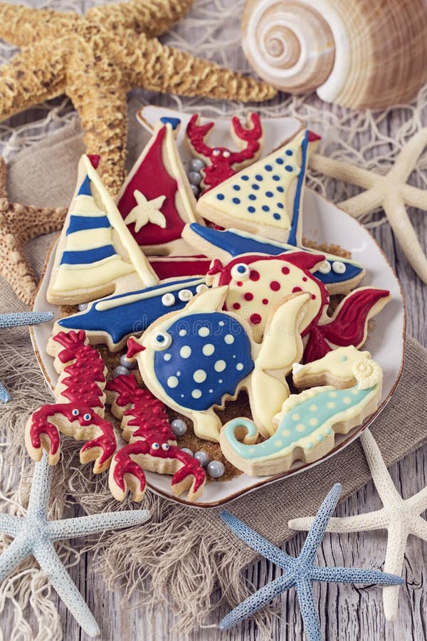 Marine cookies stock image. Image of crab, party, holiday - 53539351