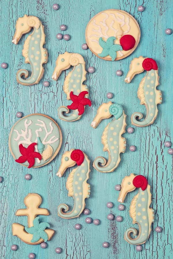 Marine cookies stock photo. Image of seastar, colorful - 53420070