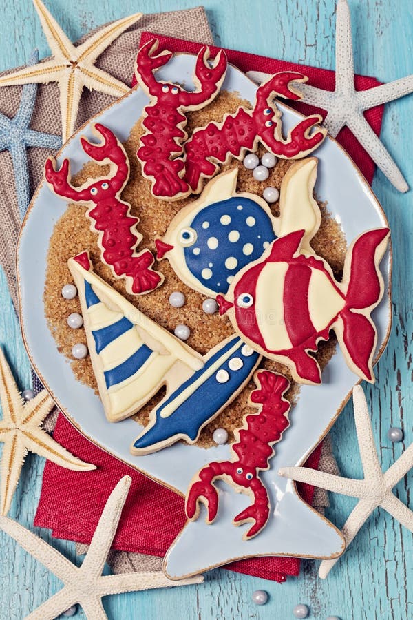 Marine cookies stock image. Image of crab, party, holiday - 53539351