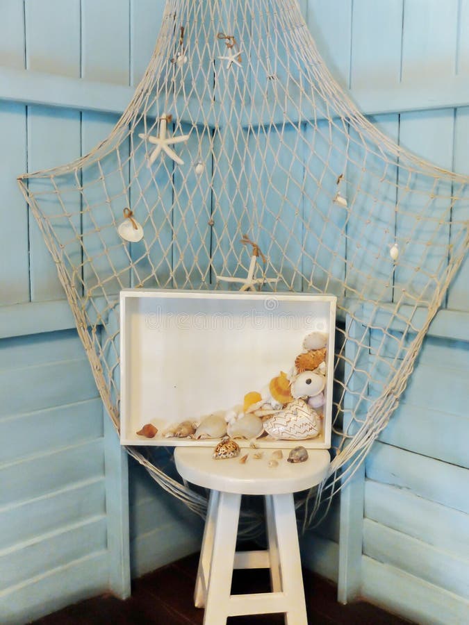 Marine Corner with Frame of Sea Shell Cover in Front of the Net Stock ...