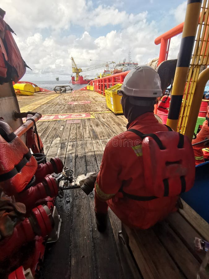 Offshore Marine Crew Working on Deck during Sunny Day Editorial Image ...