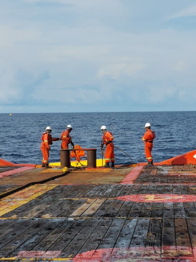Offshore Marine Crew Working on Deck during Sunny Day Editorial Stock ...