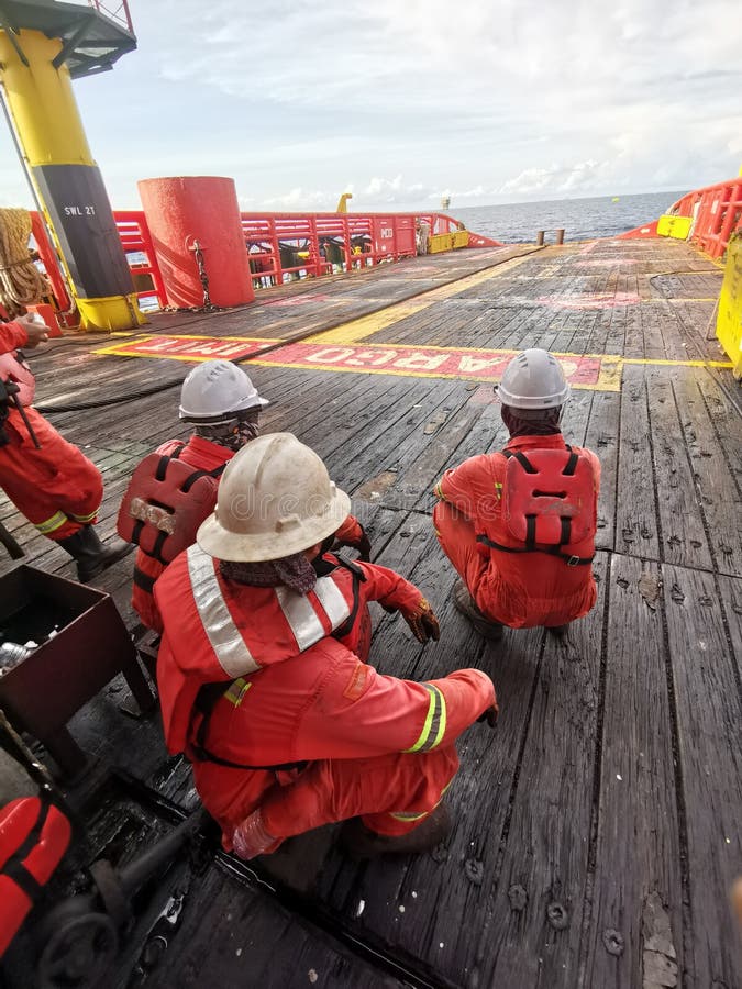 Offshore Marine Crew Working on Deck during Sunny Day Editorial Image ...