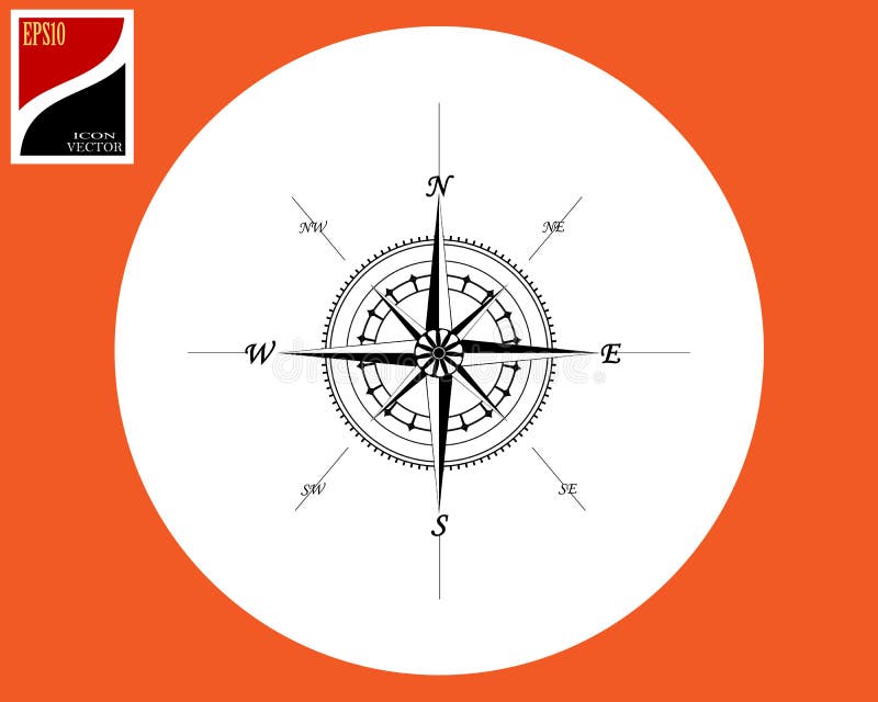Marine direction compass stock vector. Illustration of style - 125028841