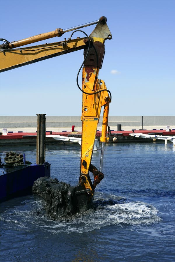 Excavator Dredging Sediment Mud Stock Image - Image of dredge, tractor ...