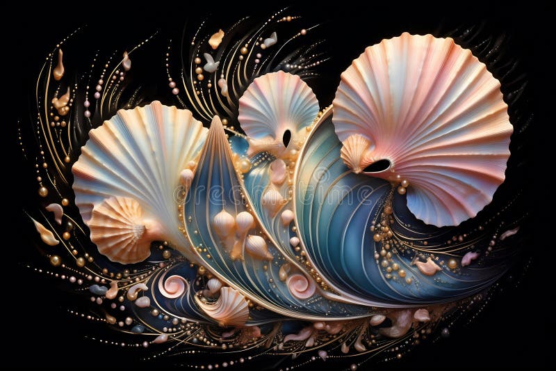 Marine Elegance: Seashell Mosaic Stock Image - Image of theme, seashell ...