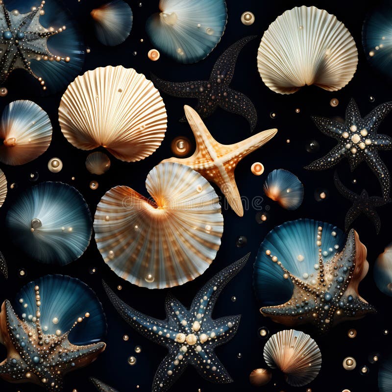 Marine Elegance: Seashell Mosaic Stock Image - Image of elegant, underwater: 320548975