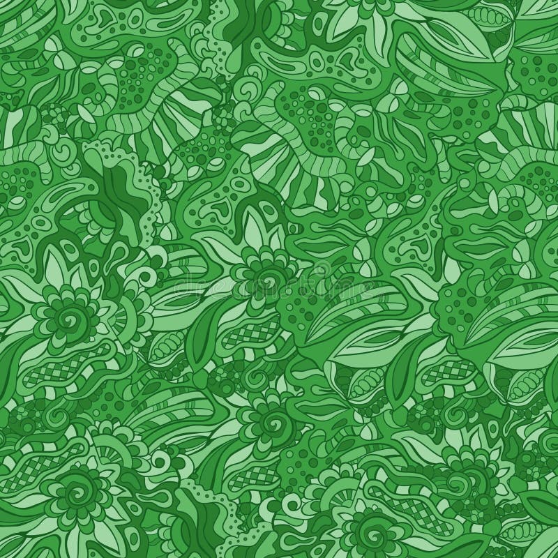 Marine Emerald Doodle Abstract Pattern Stock Illustration ...