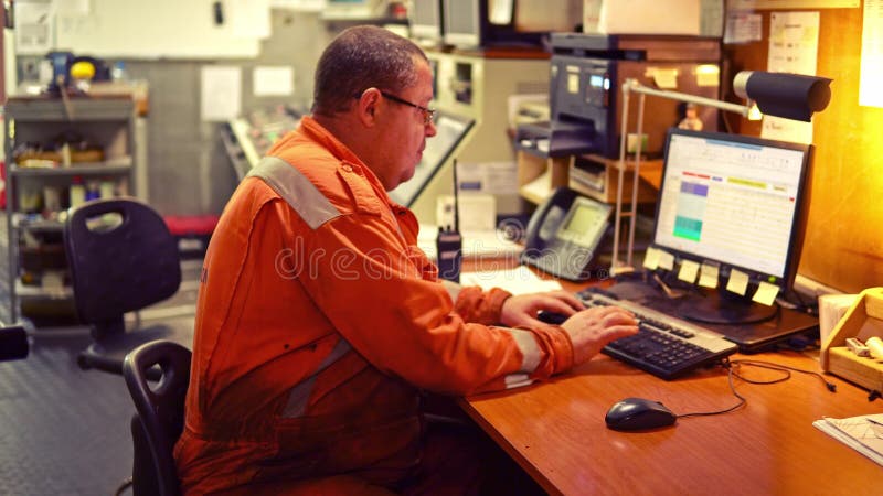 Marine Engineer Officer Working in Engine Room Stock Footage - Video of ...
