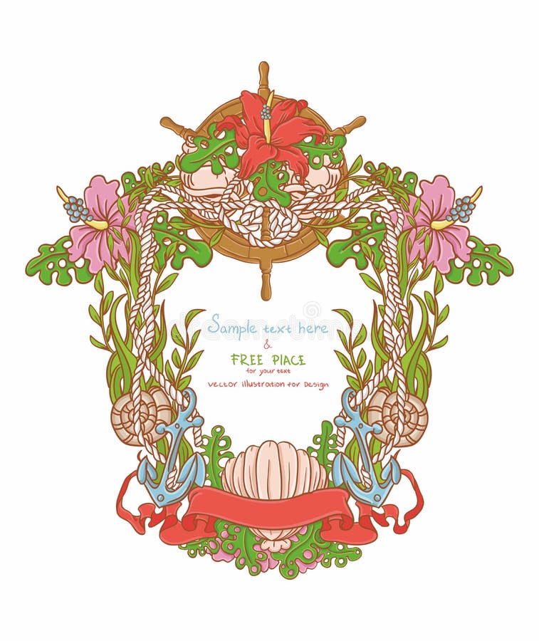 Marine frame stock vector. Illustration of star, beach - 15140191