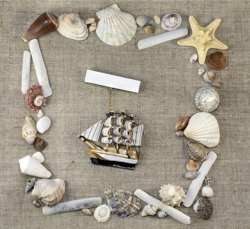 Marine frame with ship stock image. Image of curly, seashore - 43017393