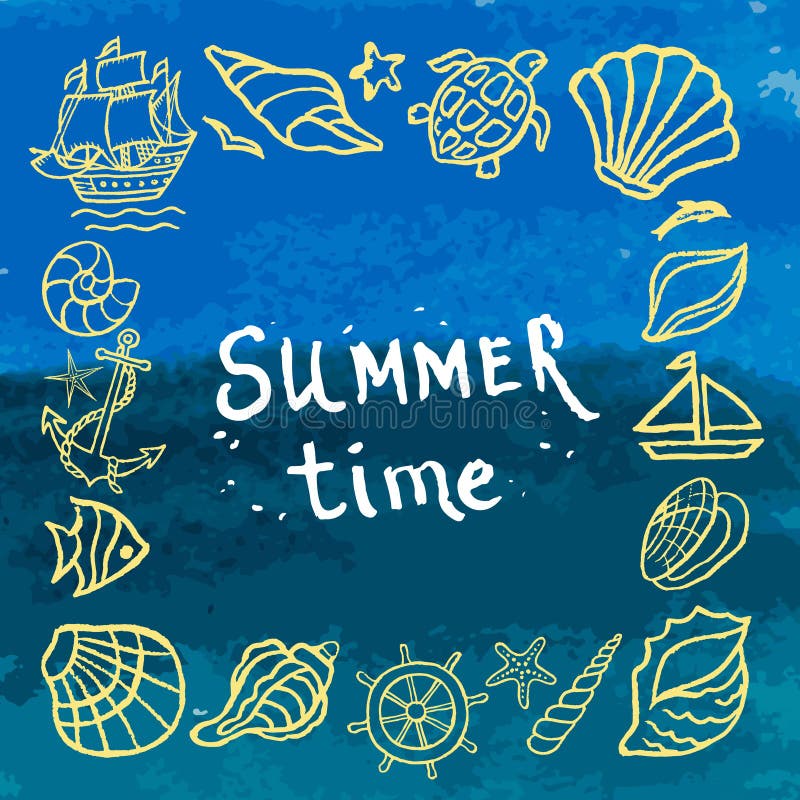 Marine frame. stock vector. Illustration of sailing, navy - 53158568