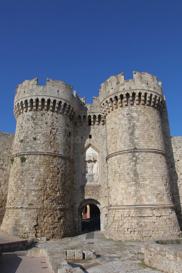 Marine Gate into the Old Town of Rhodes Stock Image - Image of interest ...