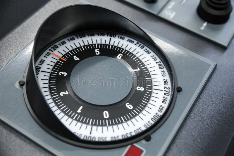 Gyro Compass Repeater on the Ship Bridge Stock Image - Image of degree ...